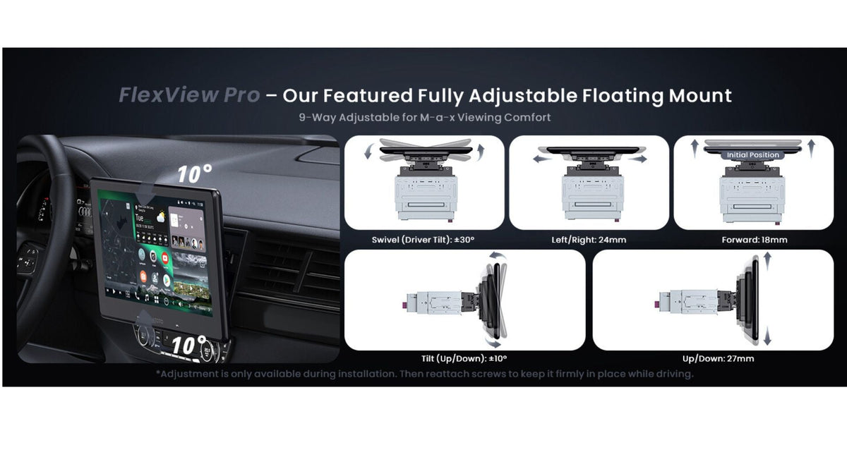 ATOTO FlexView Pro – Floating Android Car Stereo with 9-Way Adjustment