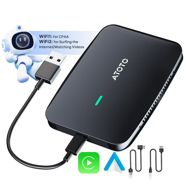 ATOTO Carplay Ai Box Android Auto Wireless Adapter with Dual Bluetooth