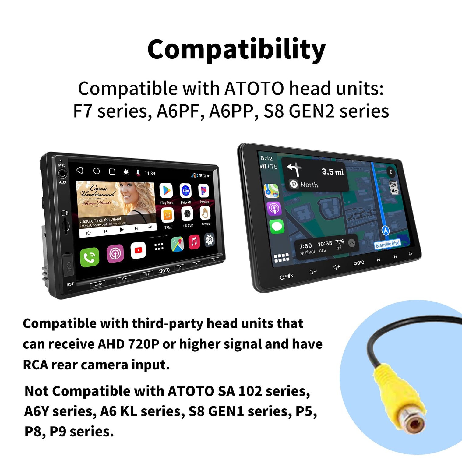 ATOTO WRC-HD10LR 720P Wireless Backup Camera