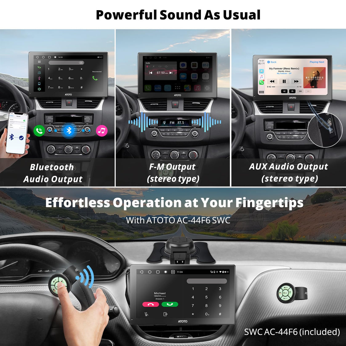 ATOTO P9 9" Portable Car Stereo, QLED, WiFi, GPS, HDMI, 4 Audio Outs