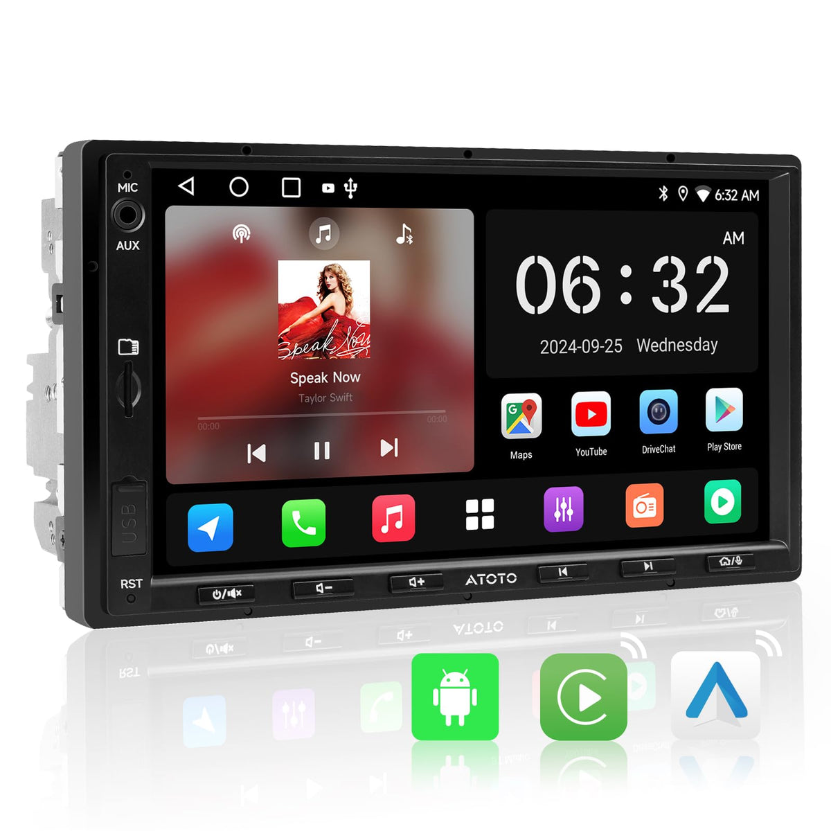 ATOTO A5L 7" Double Din Stereo with DSP & Wireless CarPlay, Bluetooth