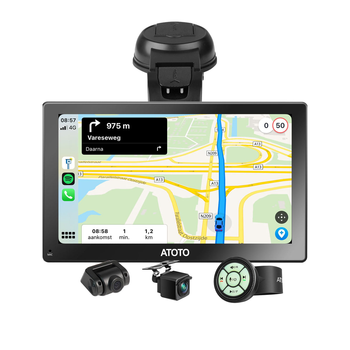 ATOTO P8 7" Portable Car Stereo With 1080P HD Dual Cams