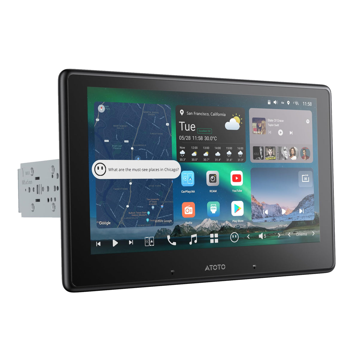 ATOTO X10 10" Single Din Bluetooth Audio Head Unit with GPS, DSP
