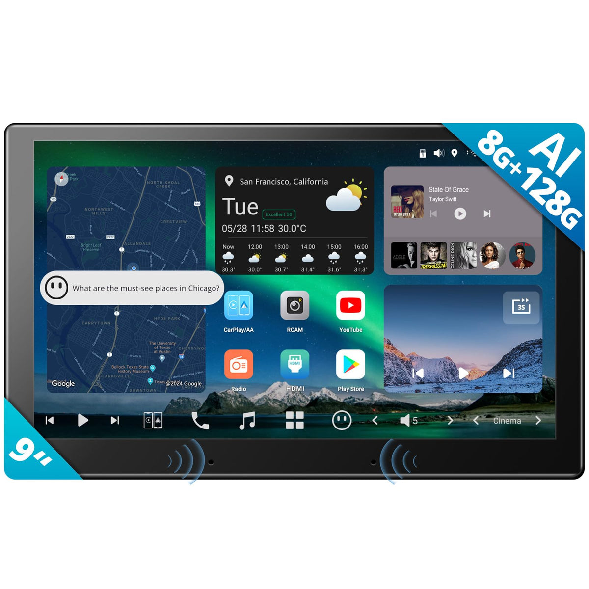 ATOTO X10 9" Double Din Car Stereo, 8+128GB, 4G, GPS, Dual Mic, HDMI