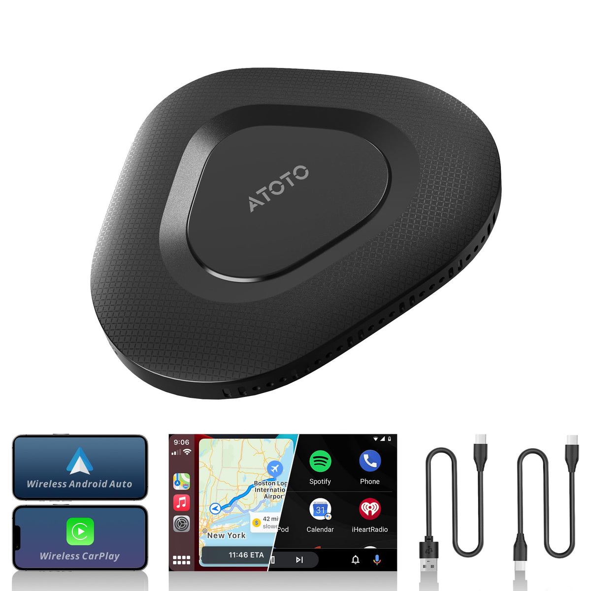 ATOTO AD3 Wireless CarPlay Adapter, Plug & Play, 2024 Upgrade