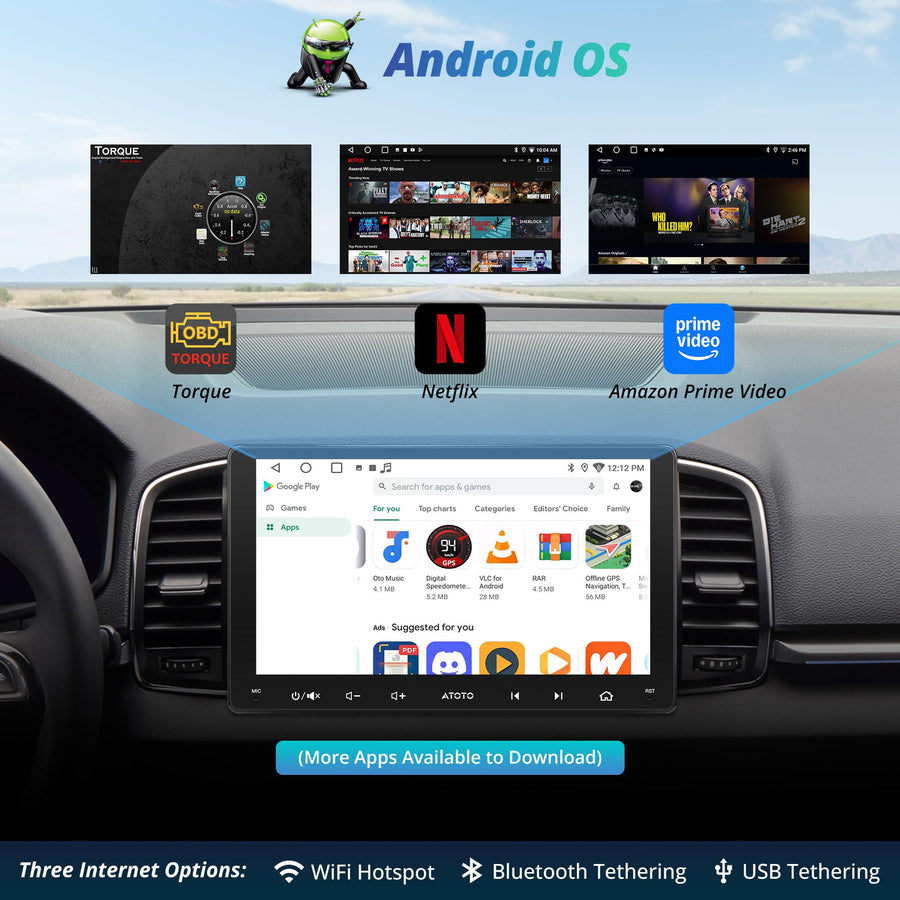 ATOTO A5L 9" Double DIN Android Car Stereo, Wireless CarPlay