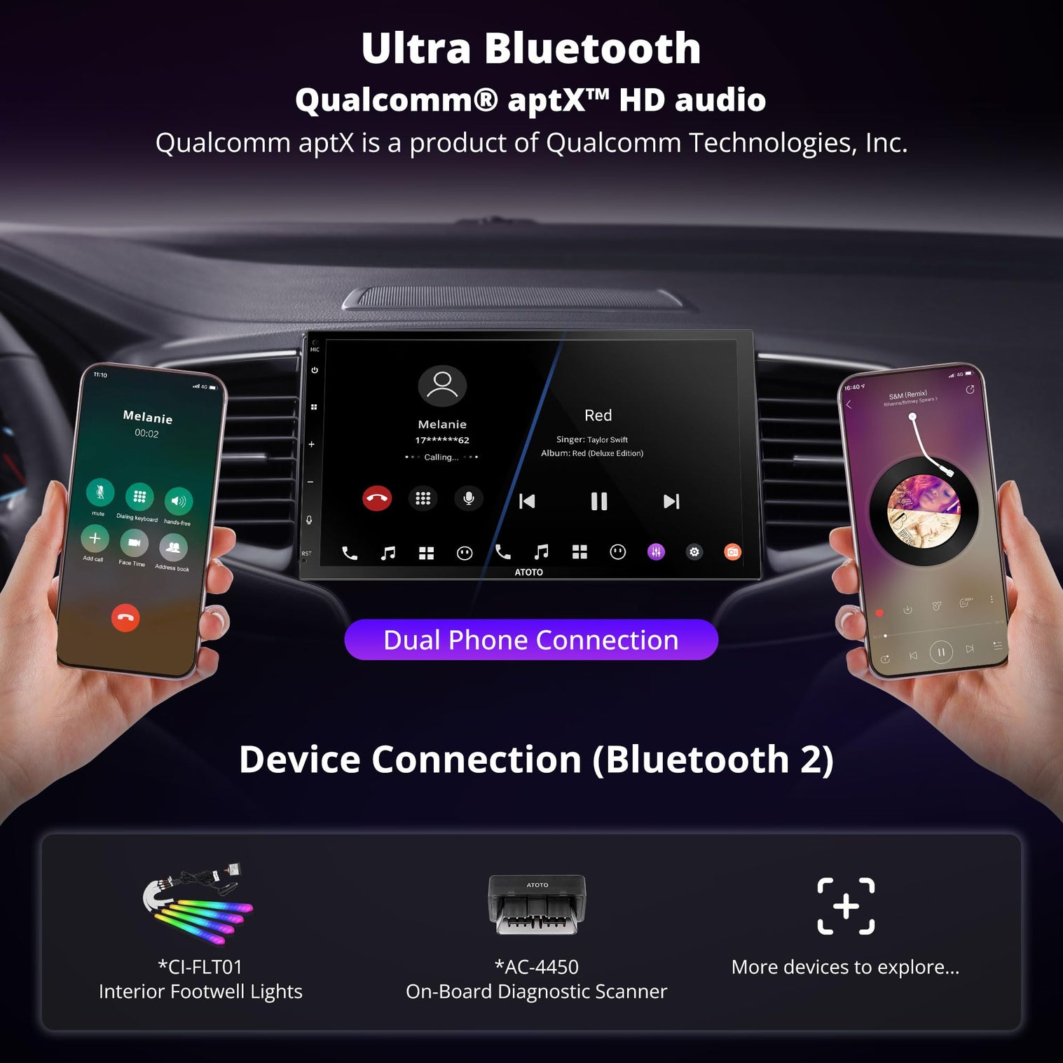 ATOTO X10 7" Double Din Car Stereo, Front & Rear Cam, QLED, 8+128GB