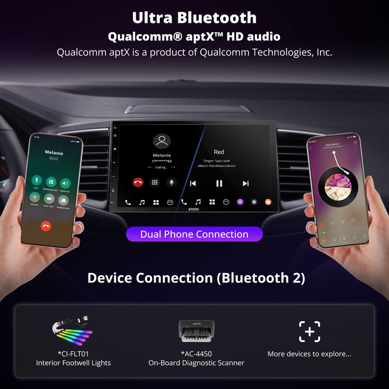 ATOTO X10 7" Double Din Car Stereo, Front & Rear Cam, QLED, 8+128GB