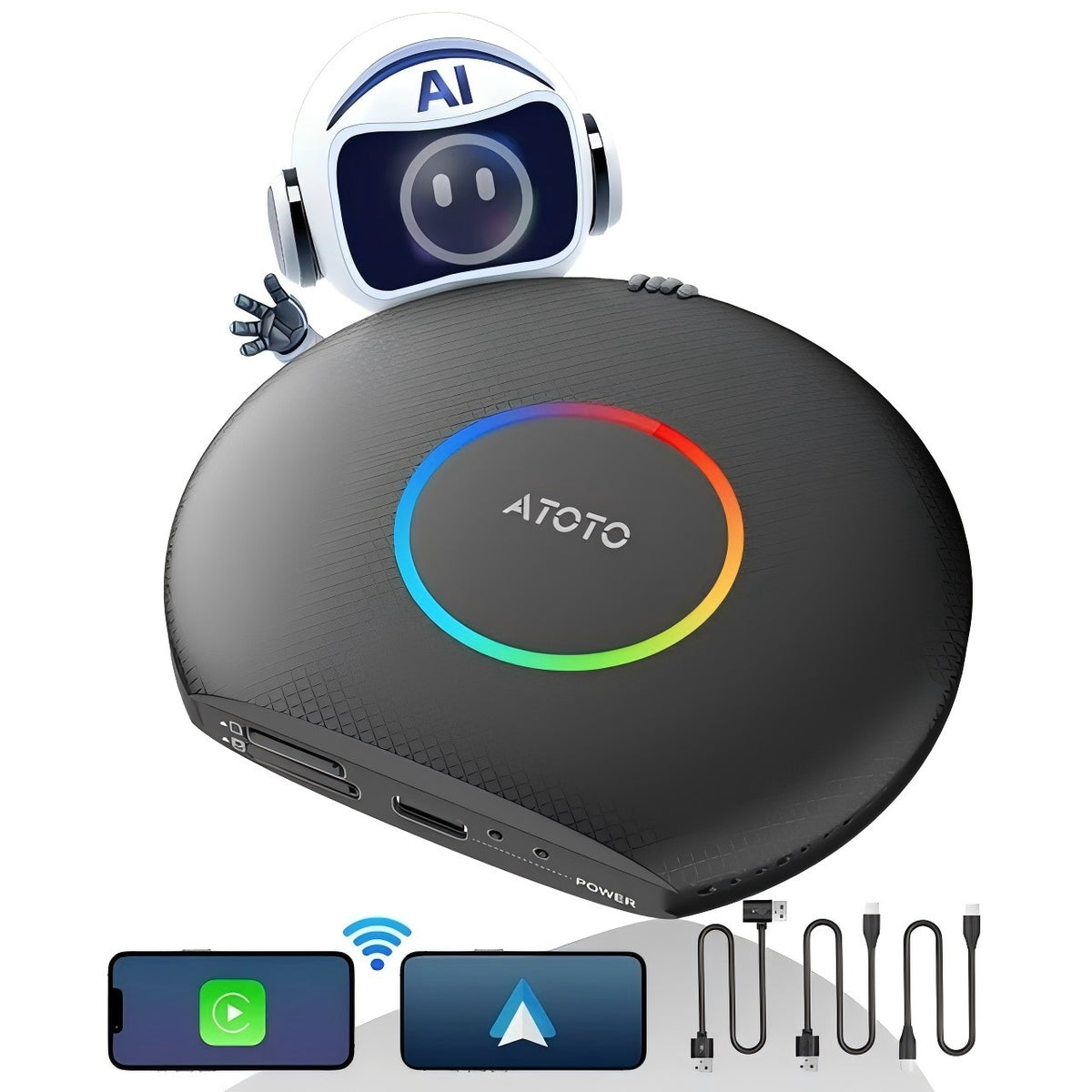 ATOTO CarPlay AI Box Upgrade Wireless CarPlay Adapter, Plug & Play Car